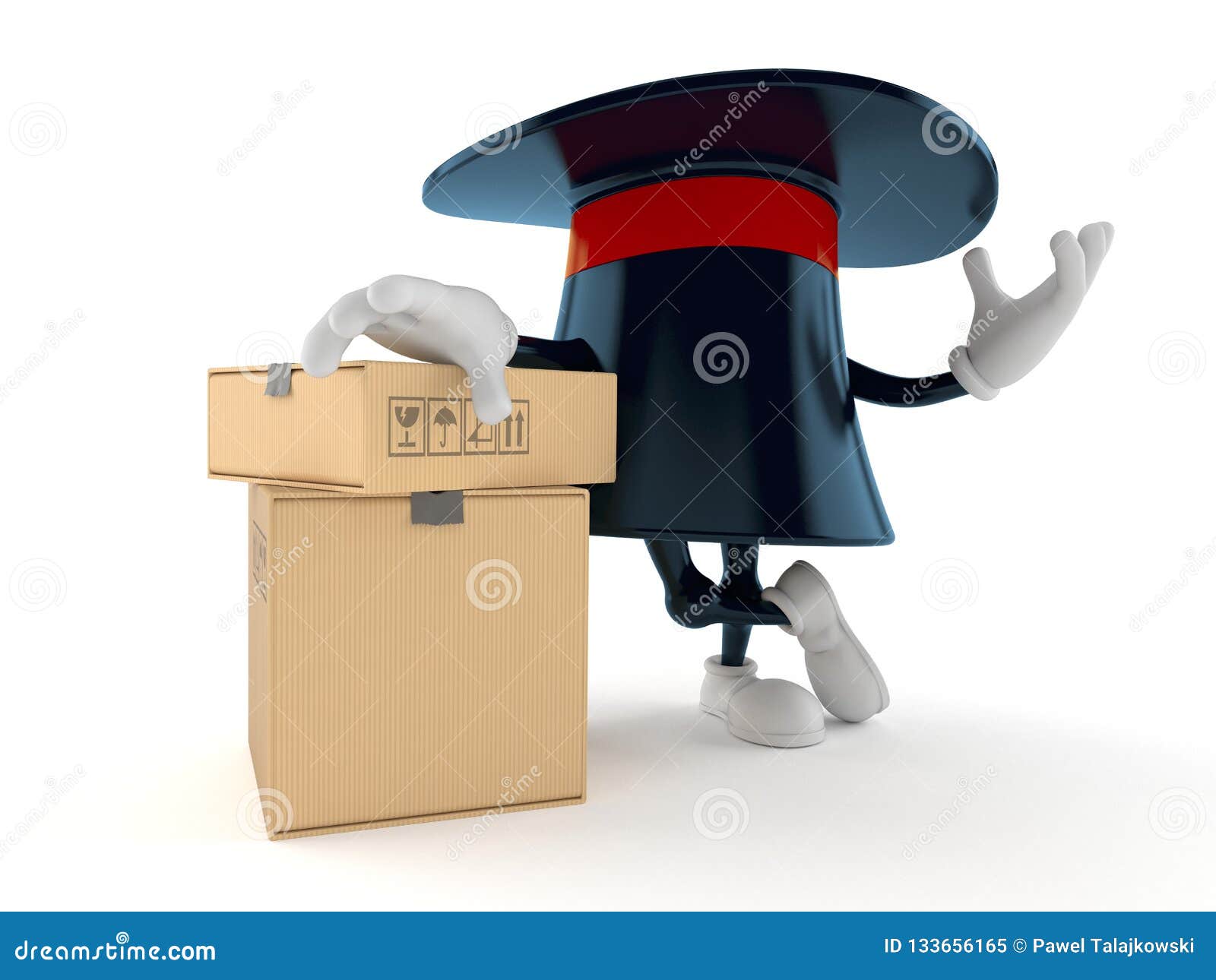 Magic Hat Character with Stack of Boxes Stock Illustration ...