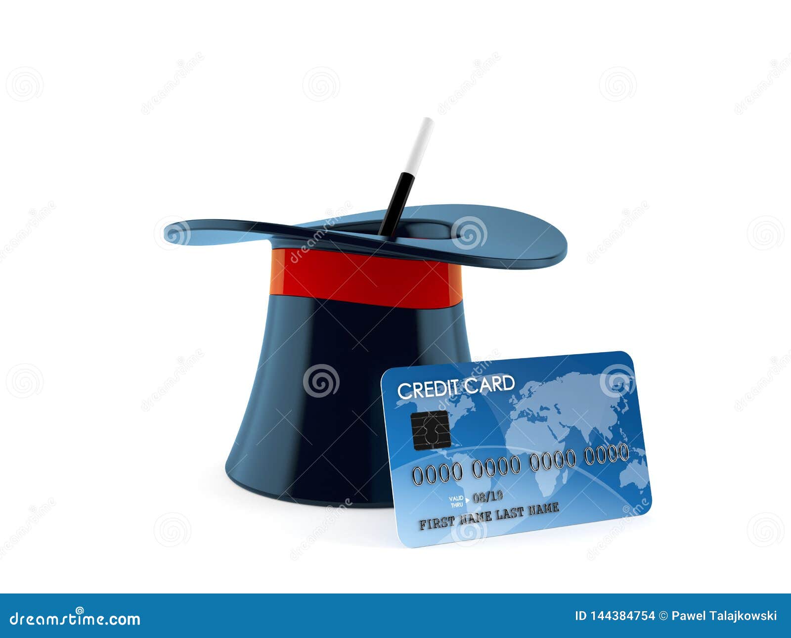 Magic hat with credit card stock illustration. Illustration of card ...