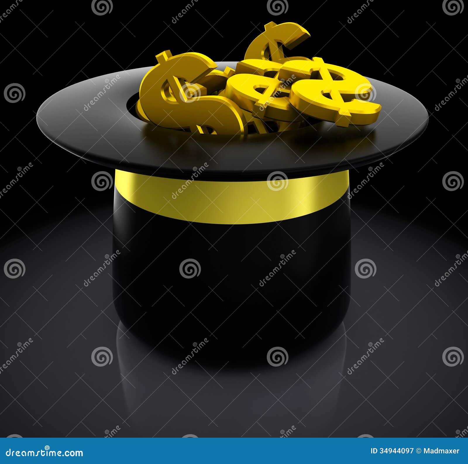 Magic hat with dollars stock illustration. Illustration of magical ...