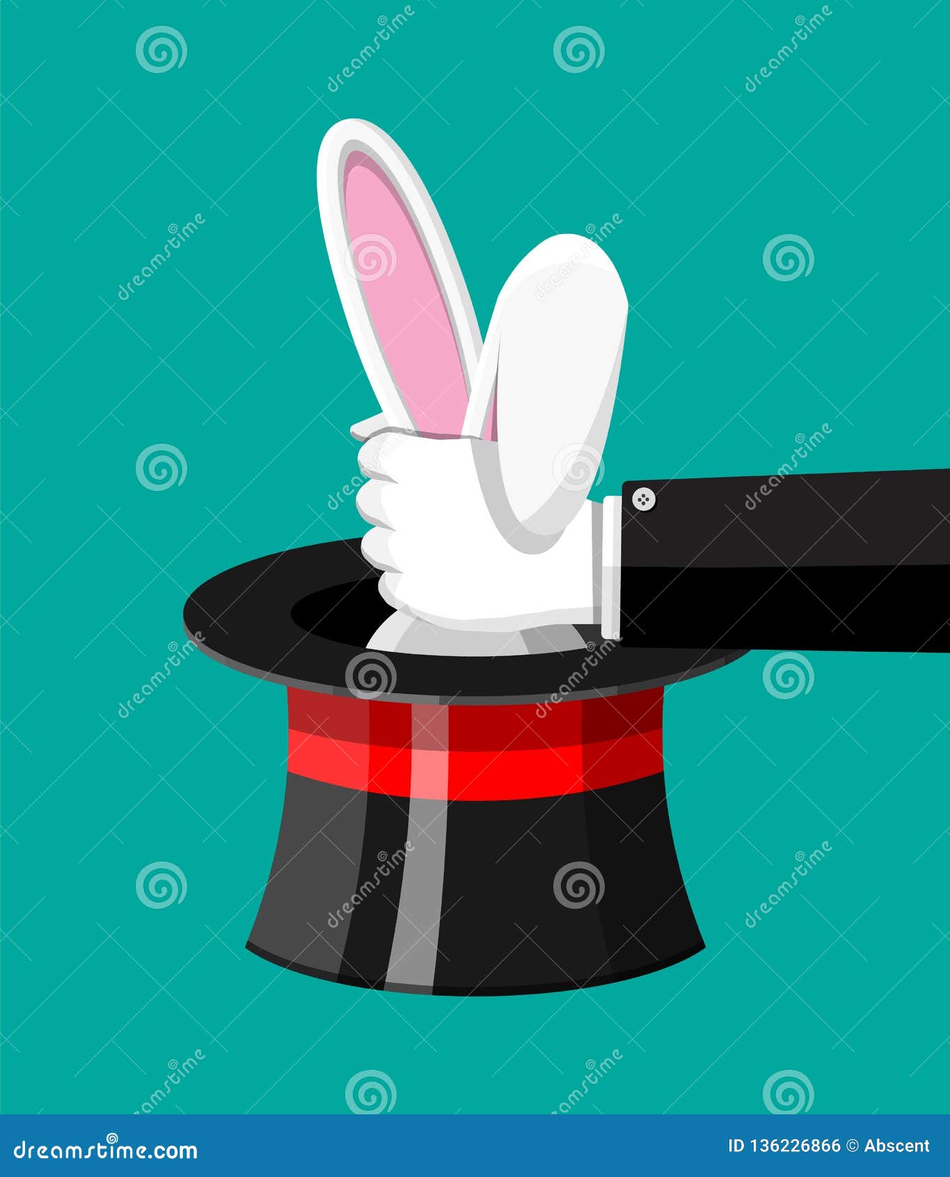 Magic Hat with Easter Bunny Ears. Stock Vector - Illustration of magic ...