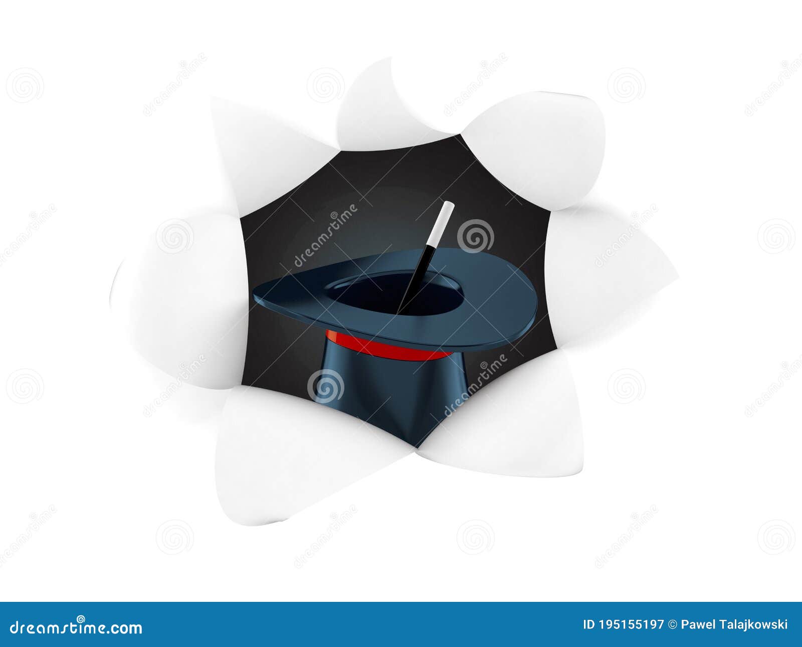 Magic Hat Inside Hole from Torn Paper Stock Illustration - Illustration ...