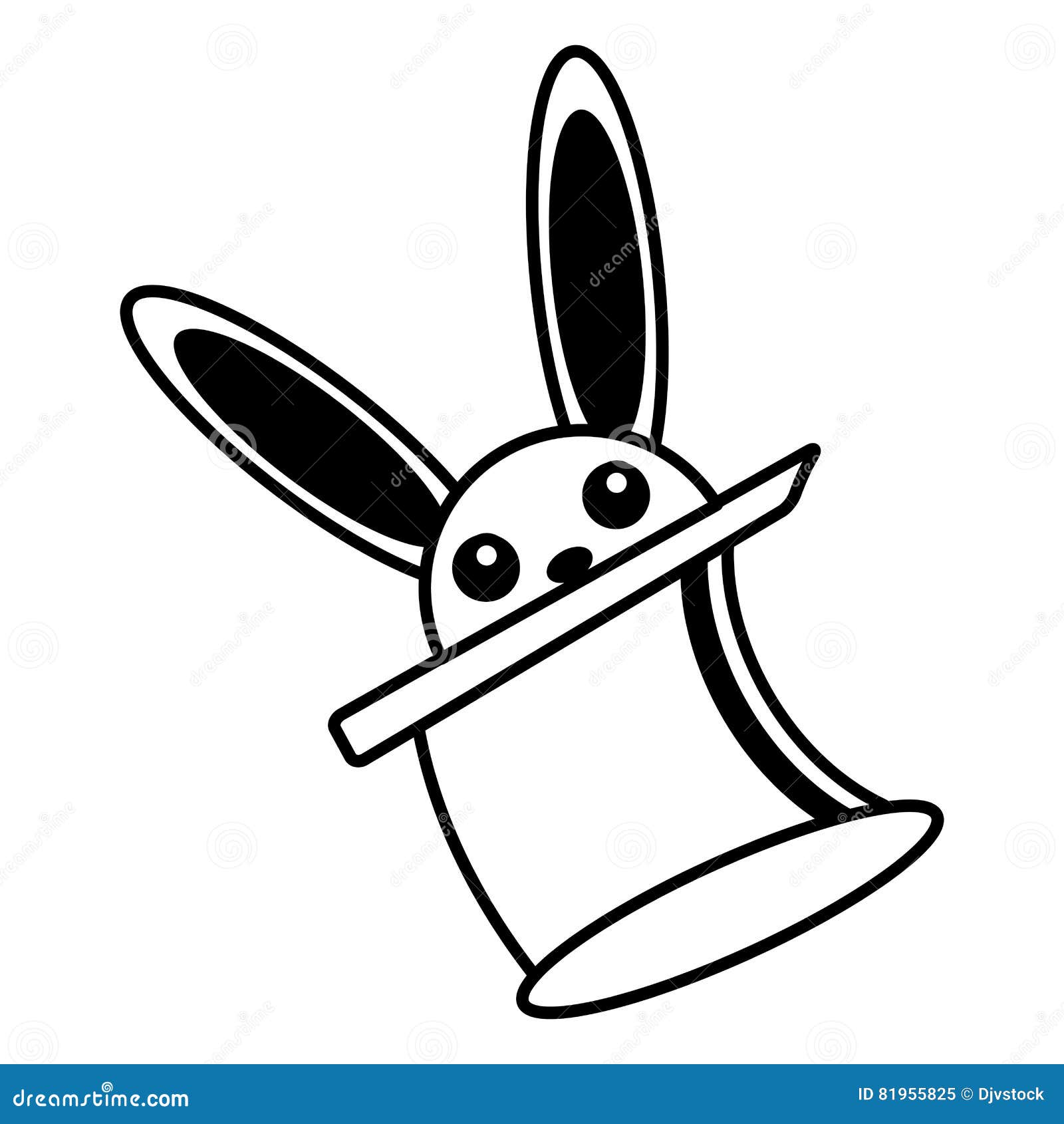 Magic Hat Rabbit Appear Design Outline Stock Vector - Illustration of ...