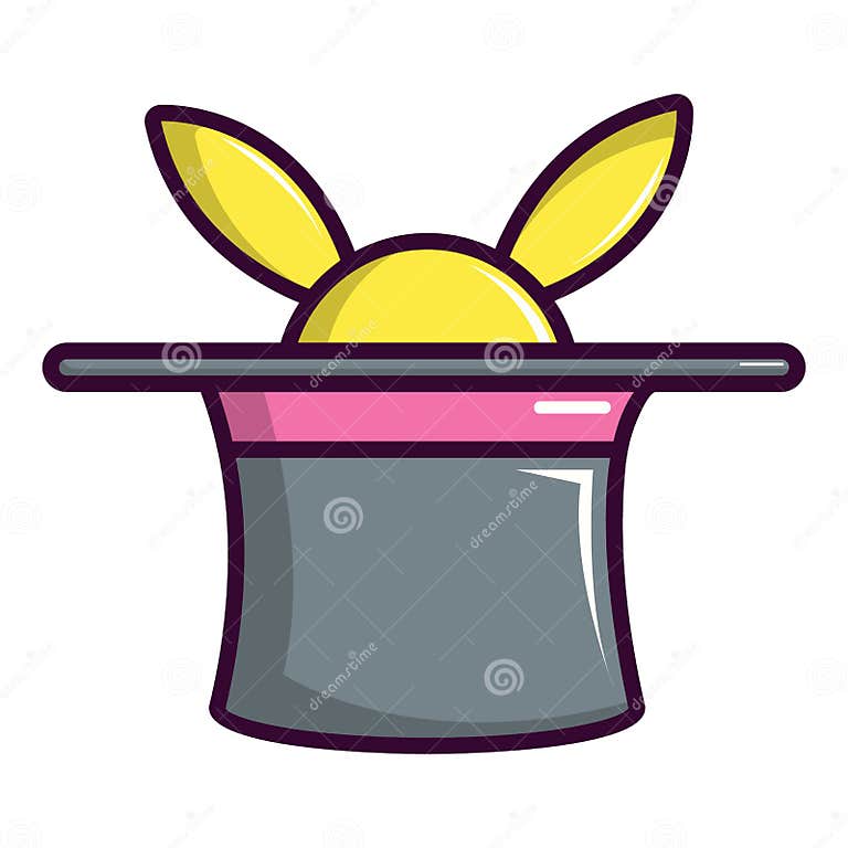 Magic Hat with Rabbit Icon, Cartoon Style Stock Vector - Illustration ...