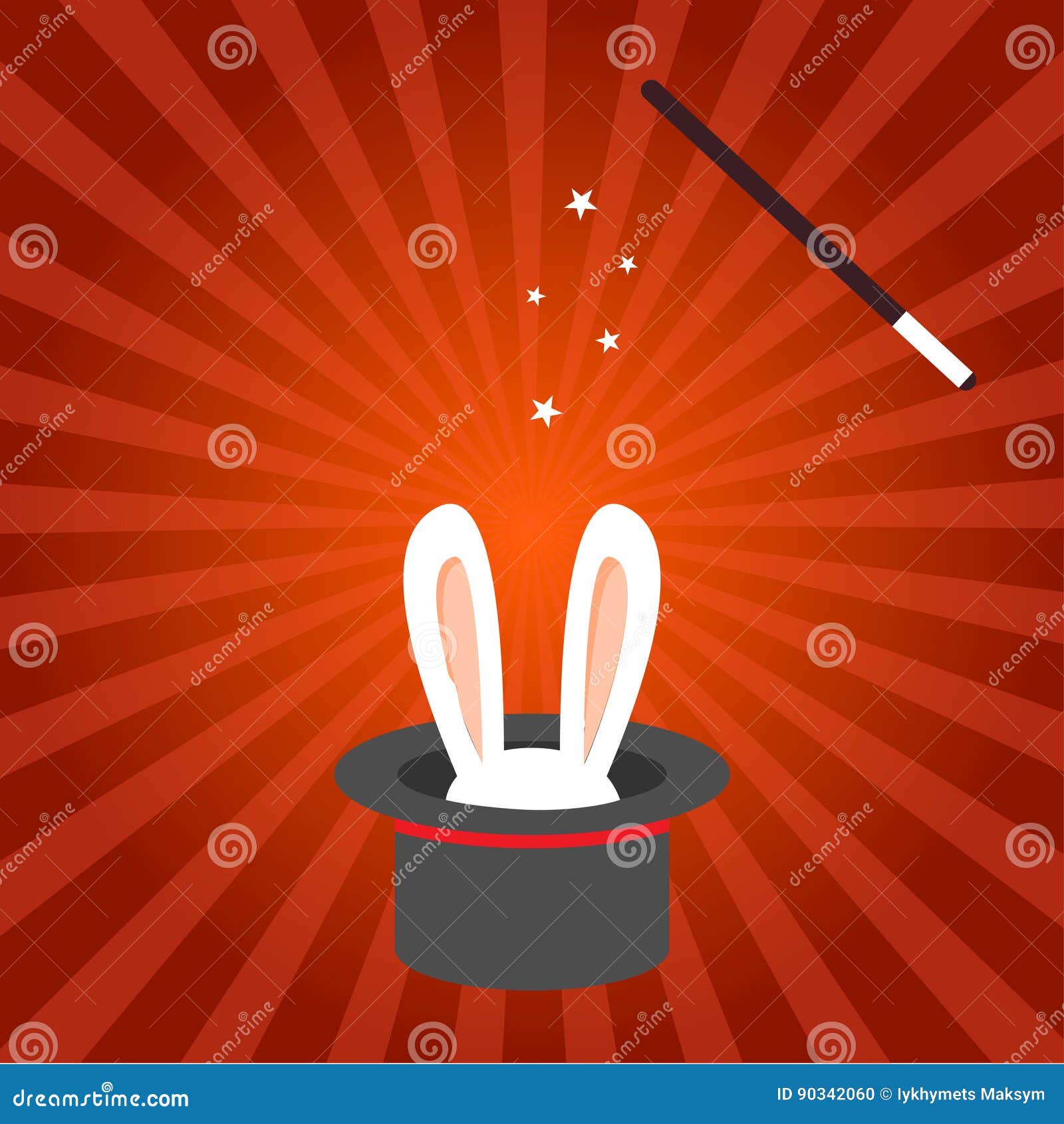 Magic Hat with Rabbit. Vector Flat Cartoon Illustration Stock ...