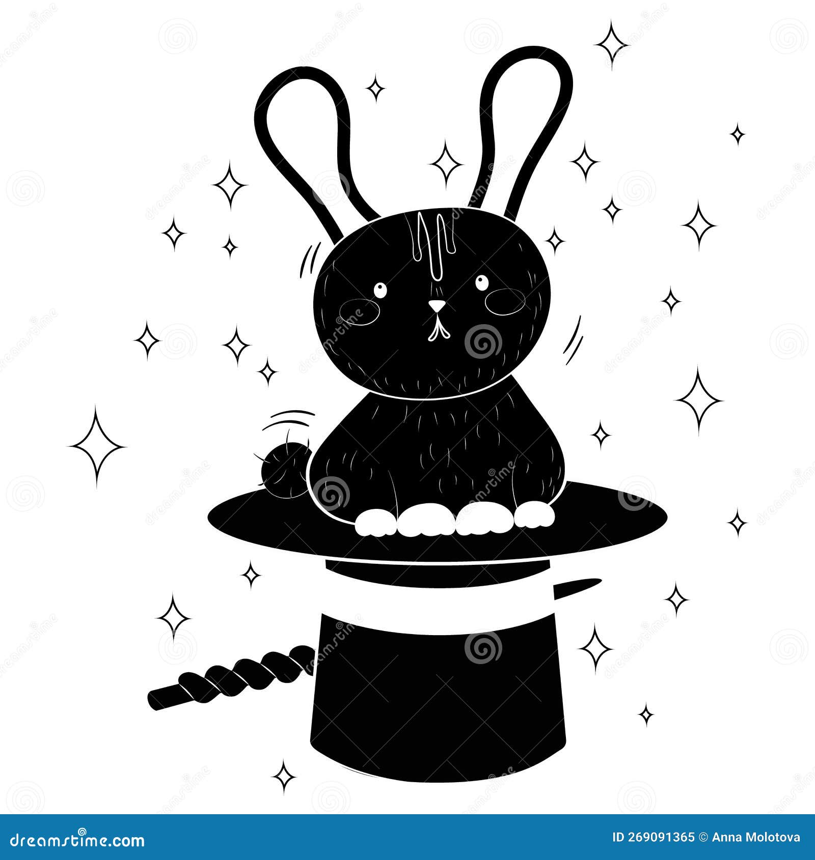 Magic hat and rabbit stock vector. Illustration of white - 269091365
