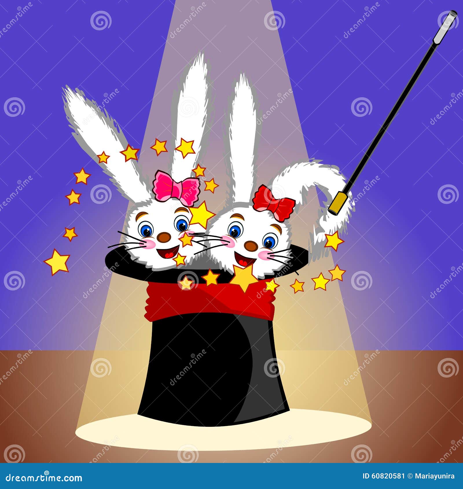 Magic hat and rabbits stock illustration. Illustration of surprised ...