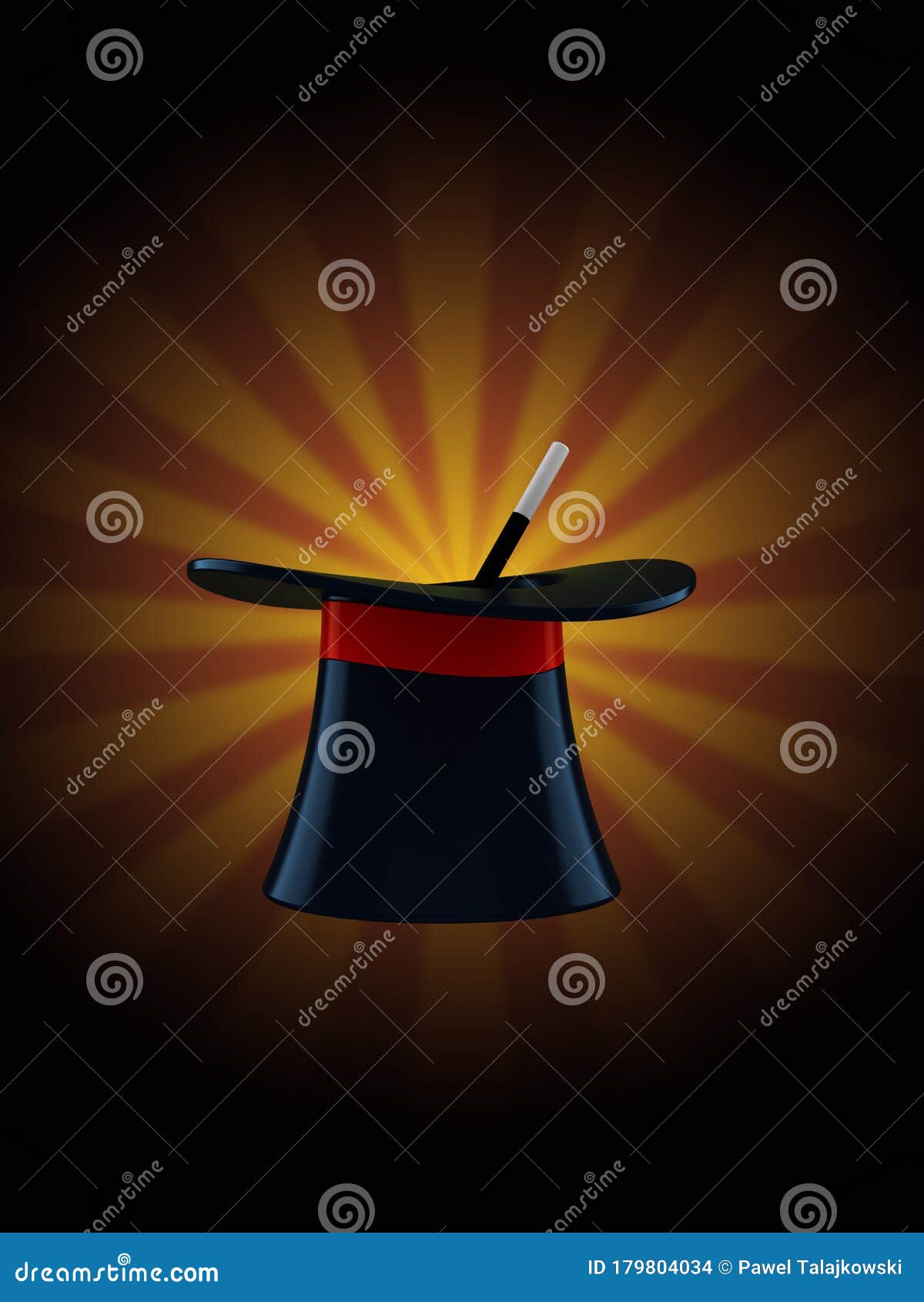 Magic Hat on Rays Background Stock Illustration - Illustration of ...