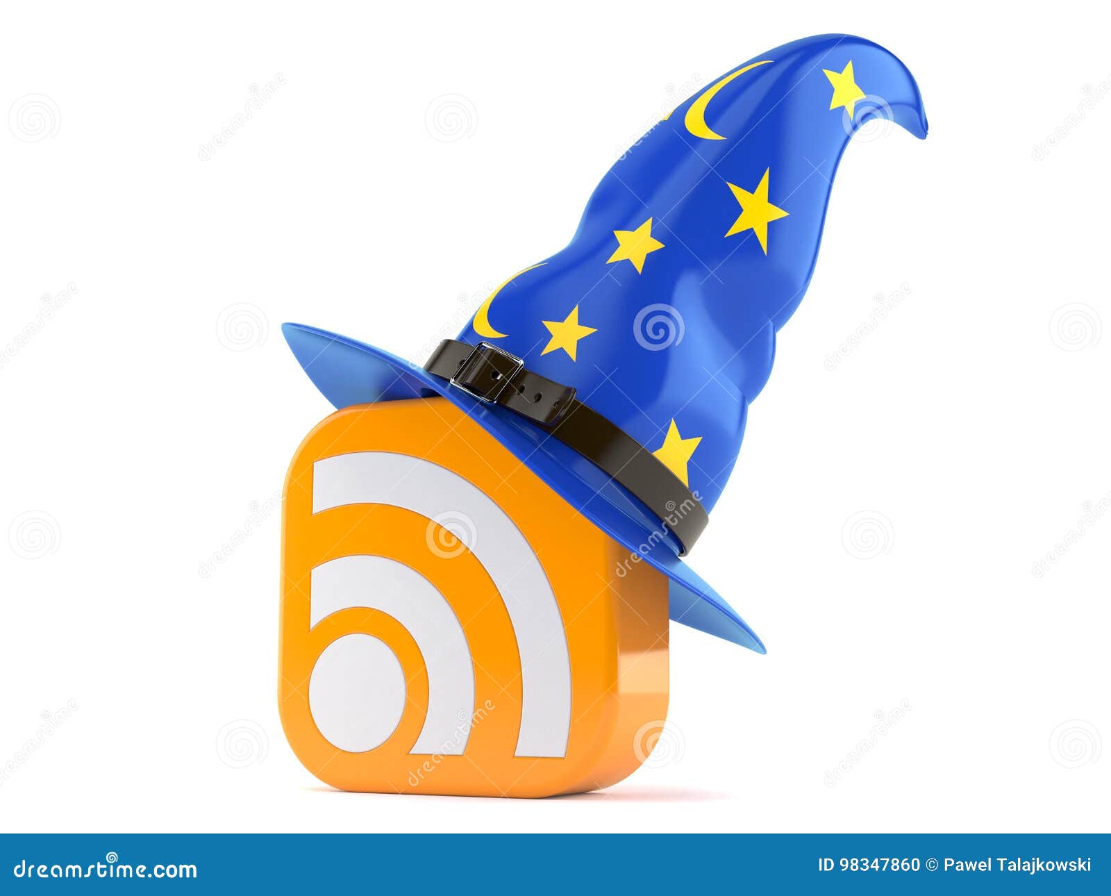 Magic hat with rss icon stock illustration. Illustration of blue - 98347860