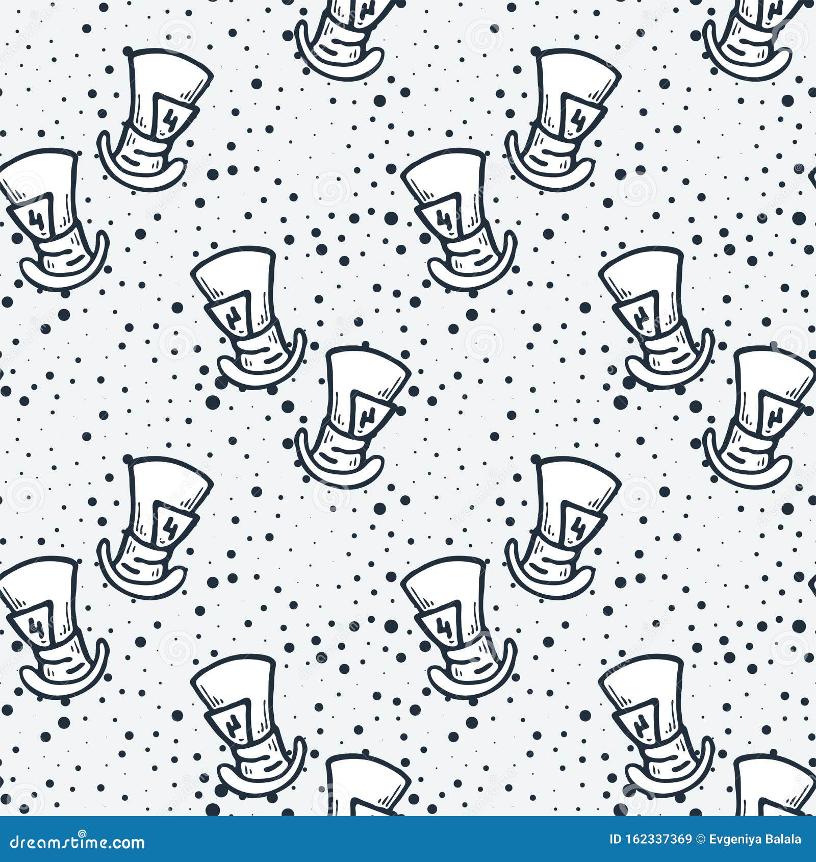 Magic Hat Seamless Pattern. Cute Doodle Illustration Stock Illustration ...