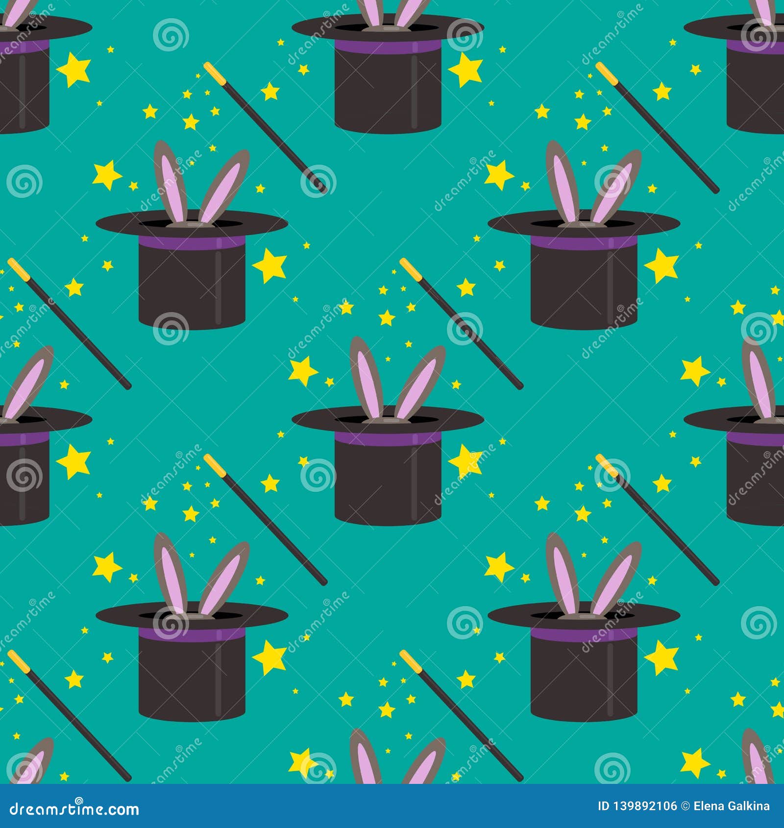Magic hat seamless pattern stock vector. Illustration of funny - 139892106