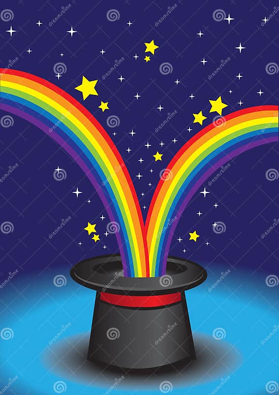 Magic Hat with Stars and Rainbow. Stock Vector - Illustration of ...