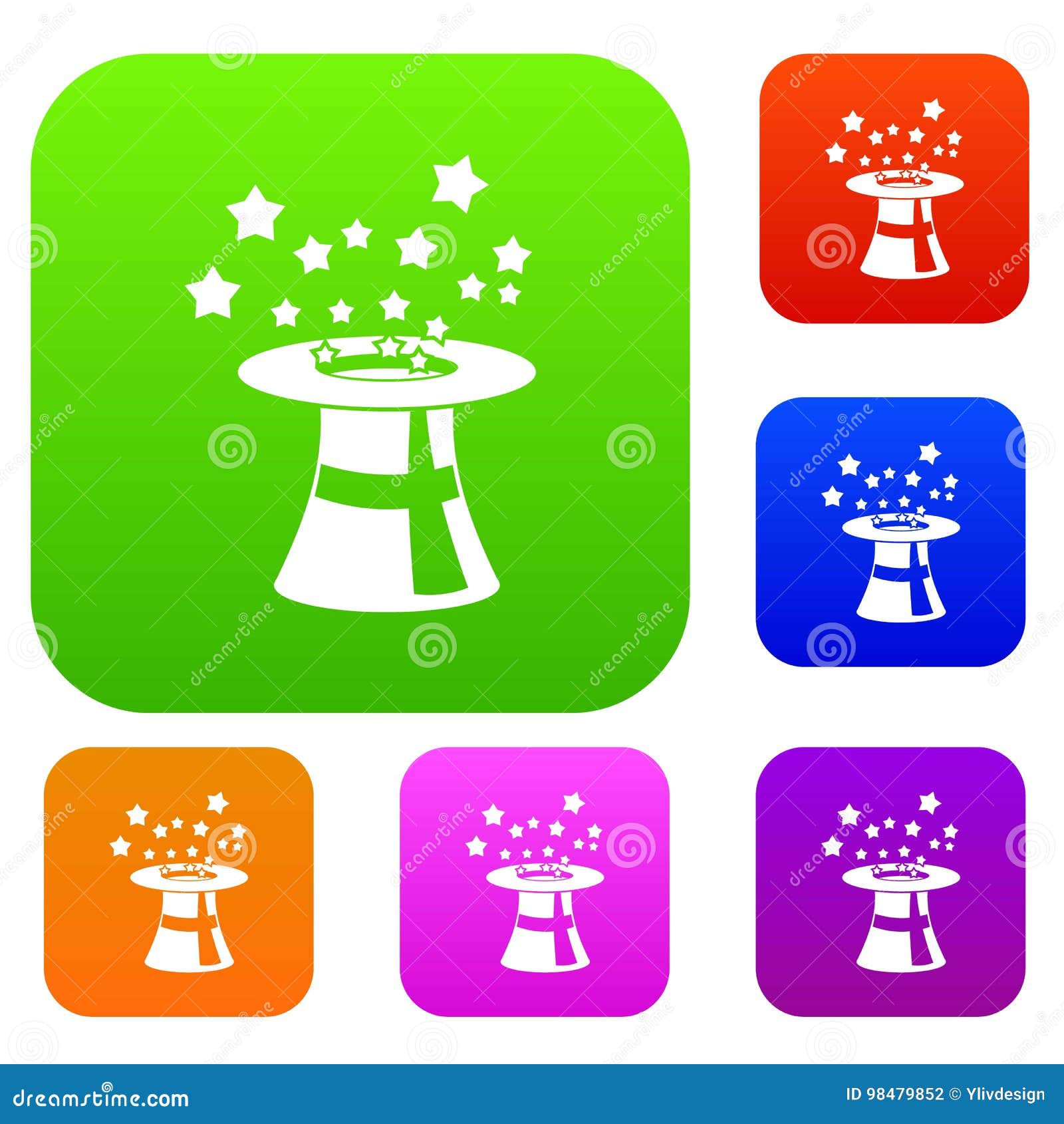 Magic Hat with Stars Set Collection Stock Vector - Illustration of ...