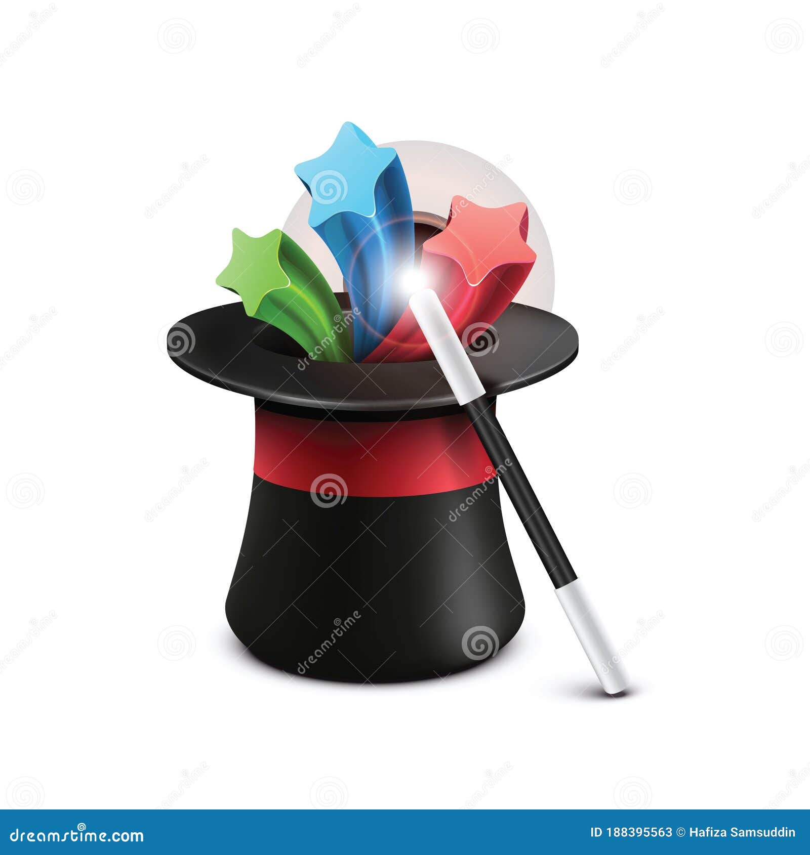Magic Hat with Stick and Stars. Vector Illustration Decorative Design ...