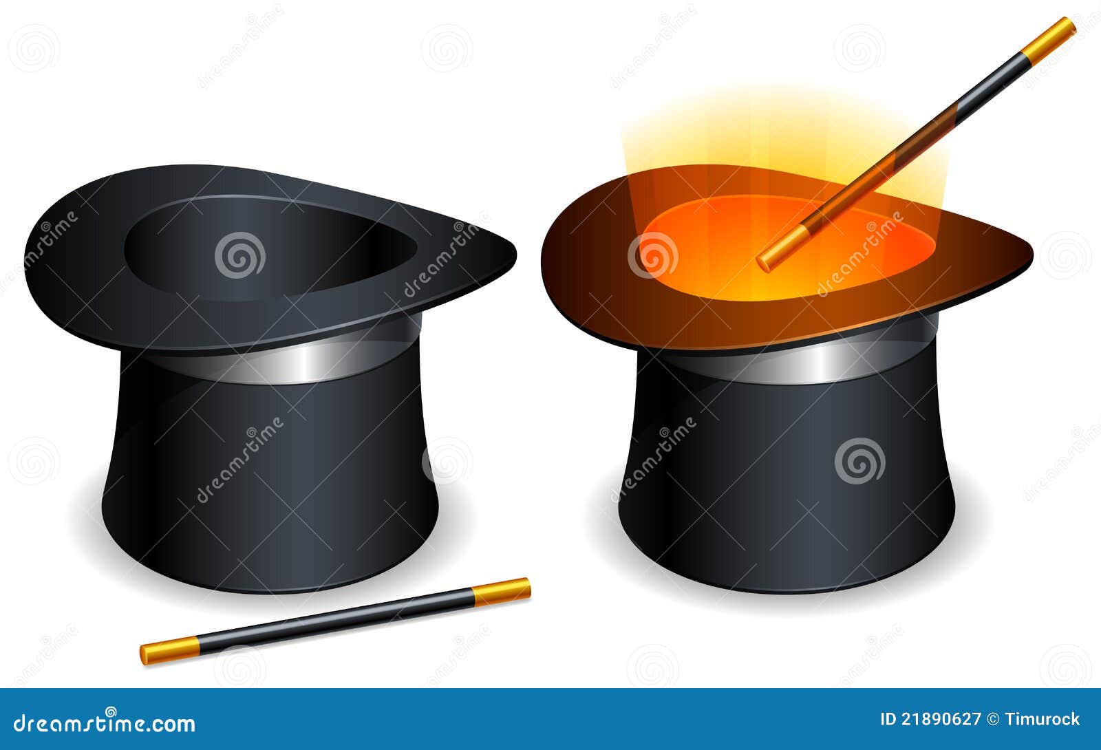 Magic hat and wand. stock vector. Illustration of illusion - 21890627