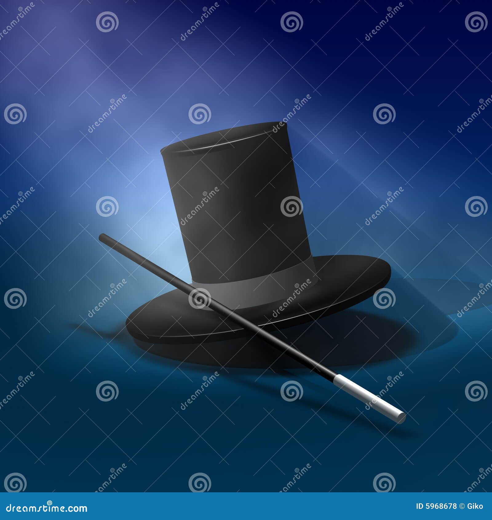 Magic hat with wand stock illustration. Illustration of wand - 5968678