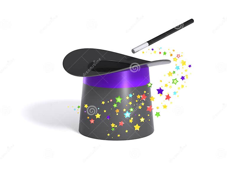 Magic Hat and Wand with Clipping Path Stock Illustration - Illustration ...