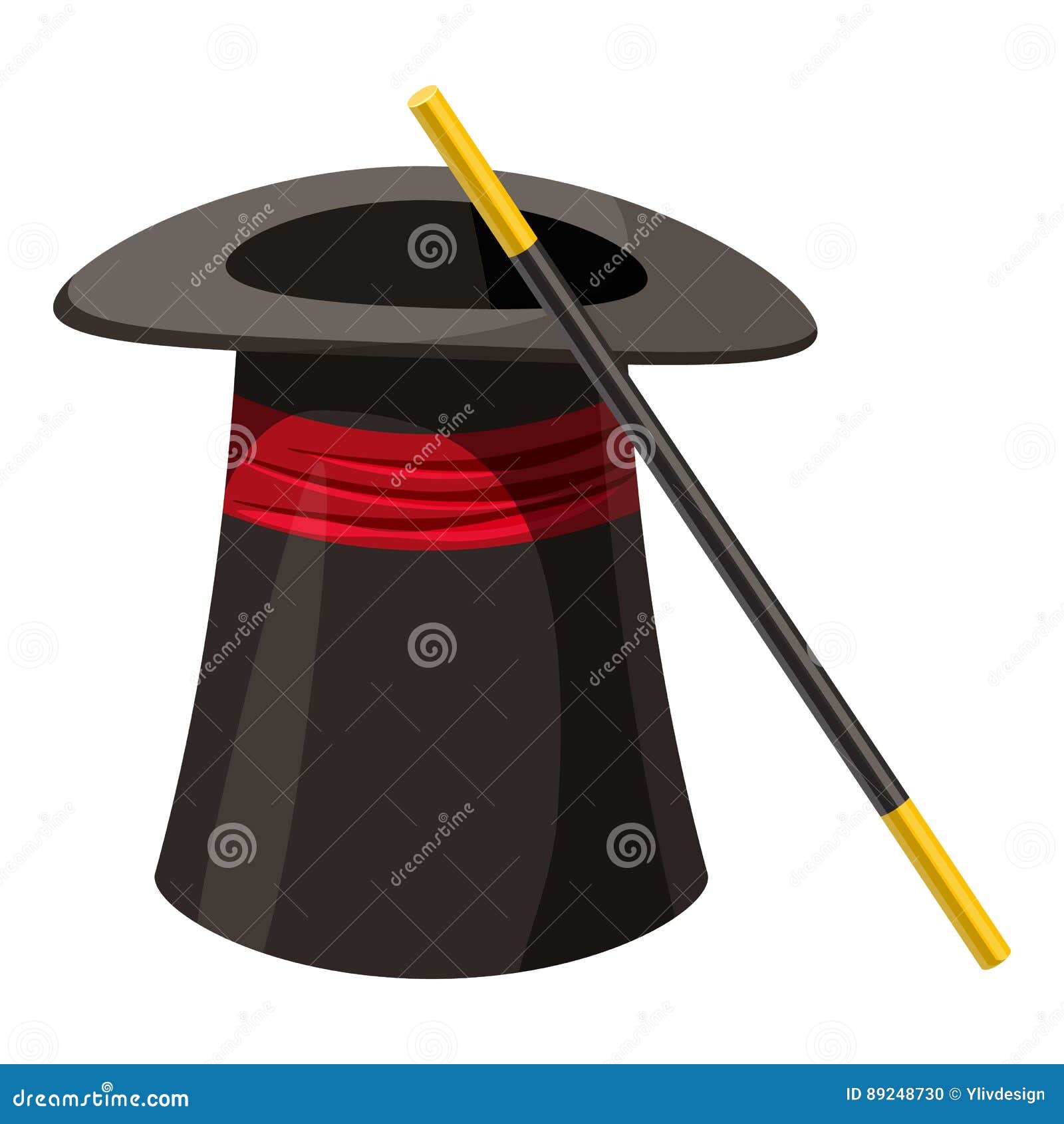Magic Hat and Wand Icon, Cartoon Style Stock Vector - Illustration of ...