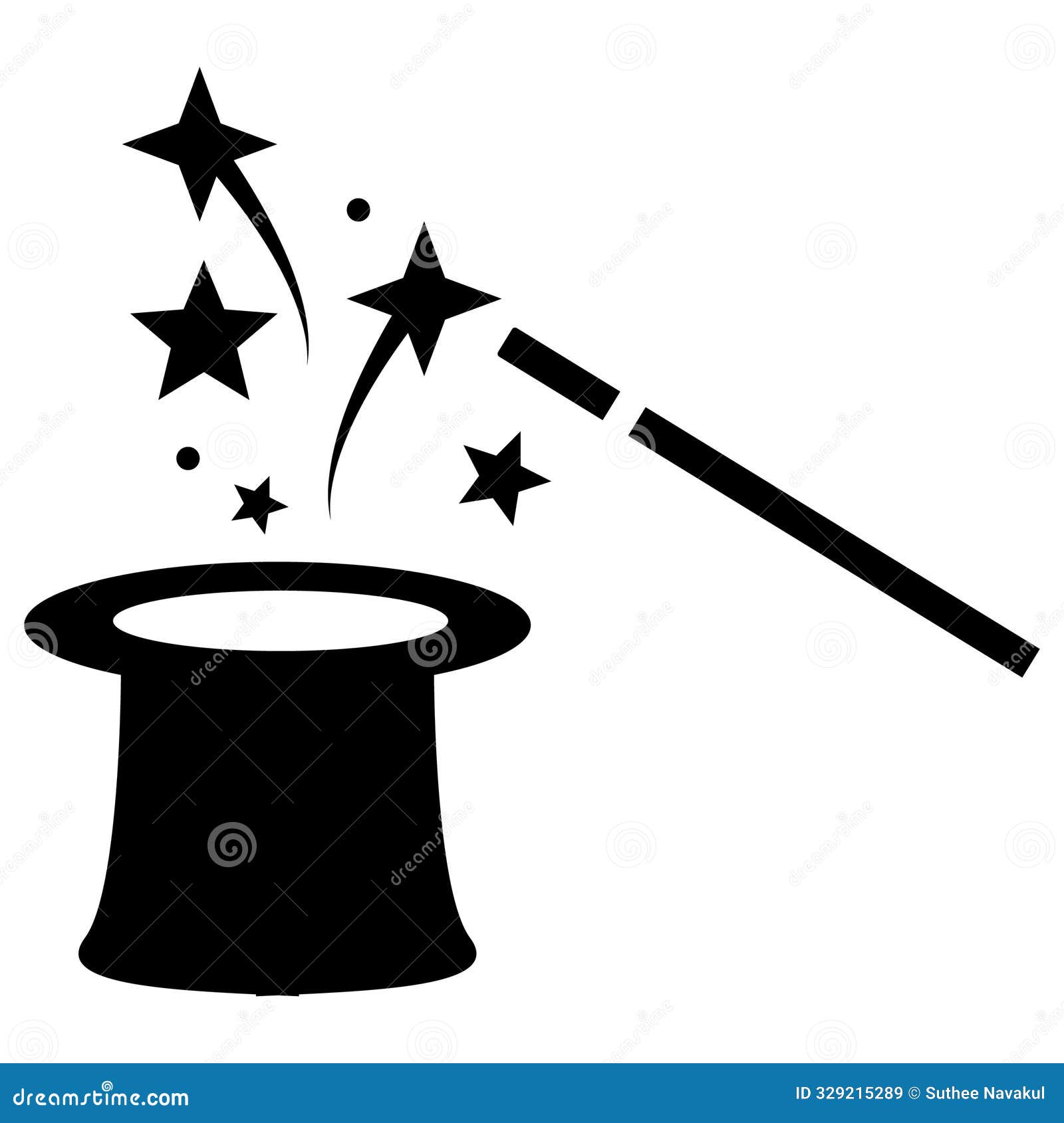 Magic Hat with Wand Icon. Wand Magic Hat Sign. Magic Hat with Stars ...