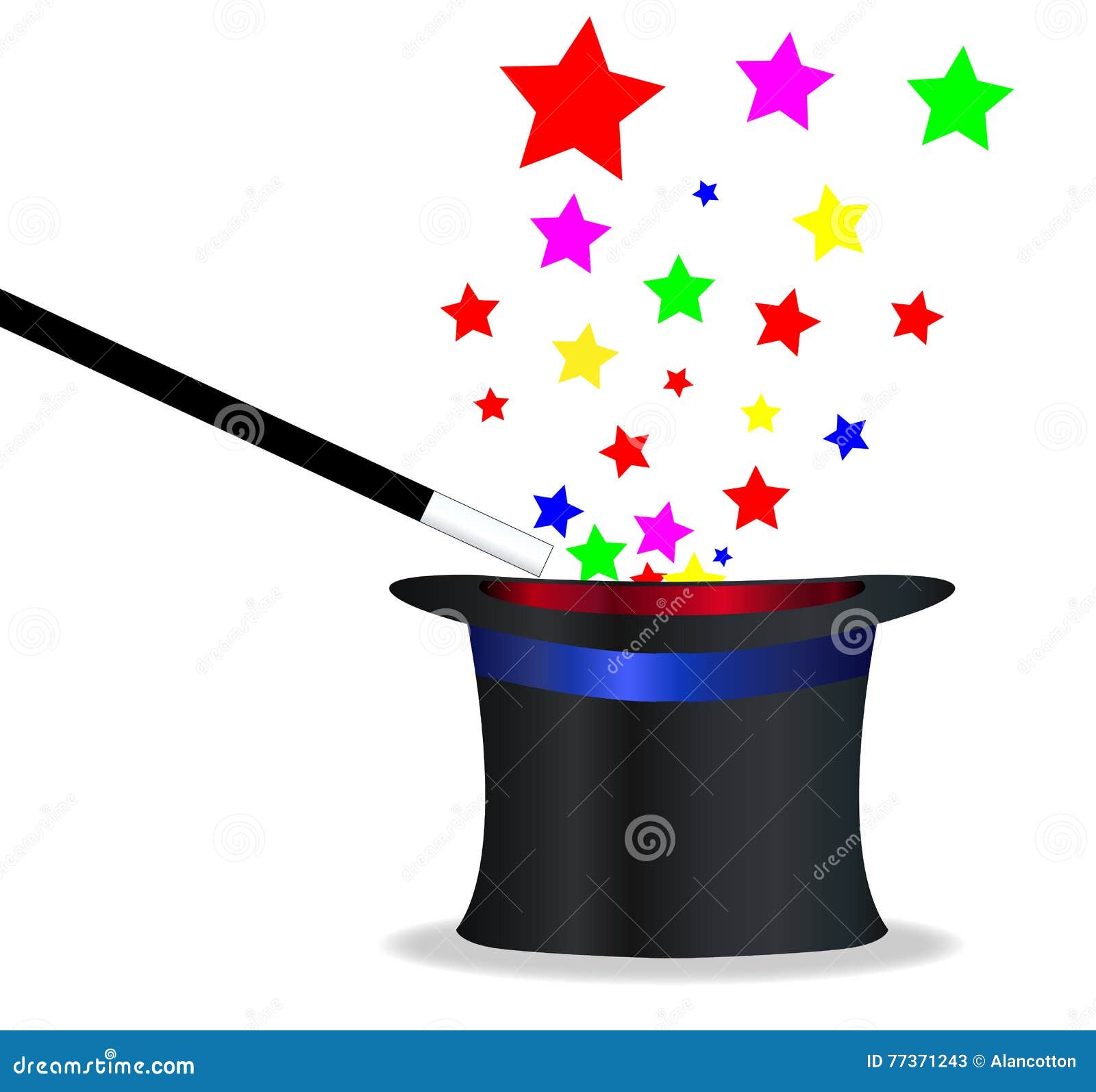 Magic Hat and Wand stock vector. Illustration of graphic - 77371243
