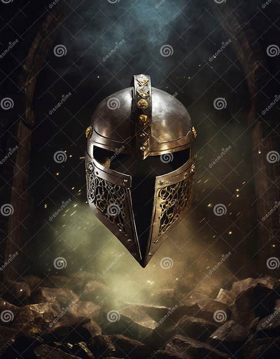 A Magic Helmet in the Dungeons Stock Illustration - Illustration of ...