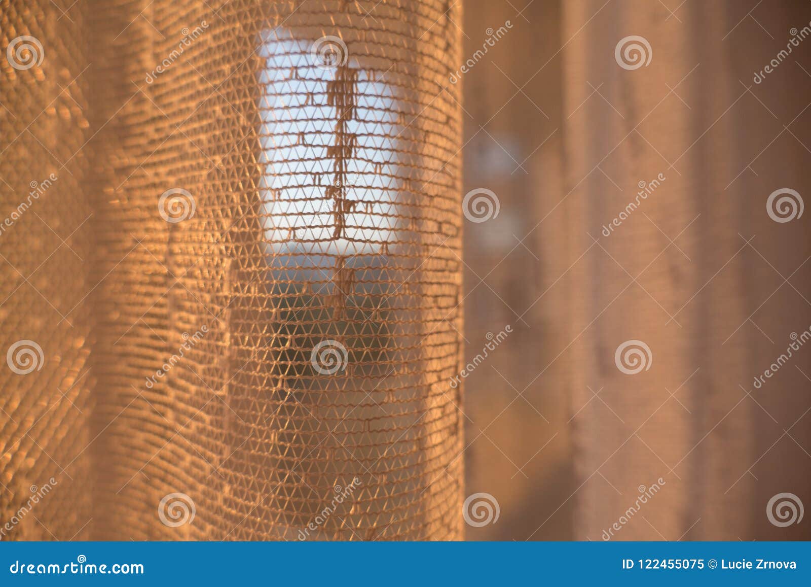 Hidden View from Awindow with a Curtain Stock Image - Image of ...