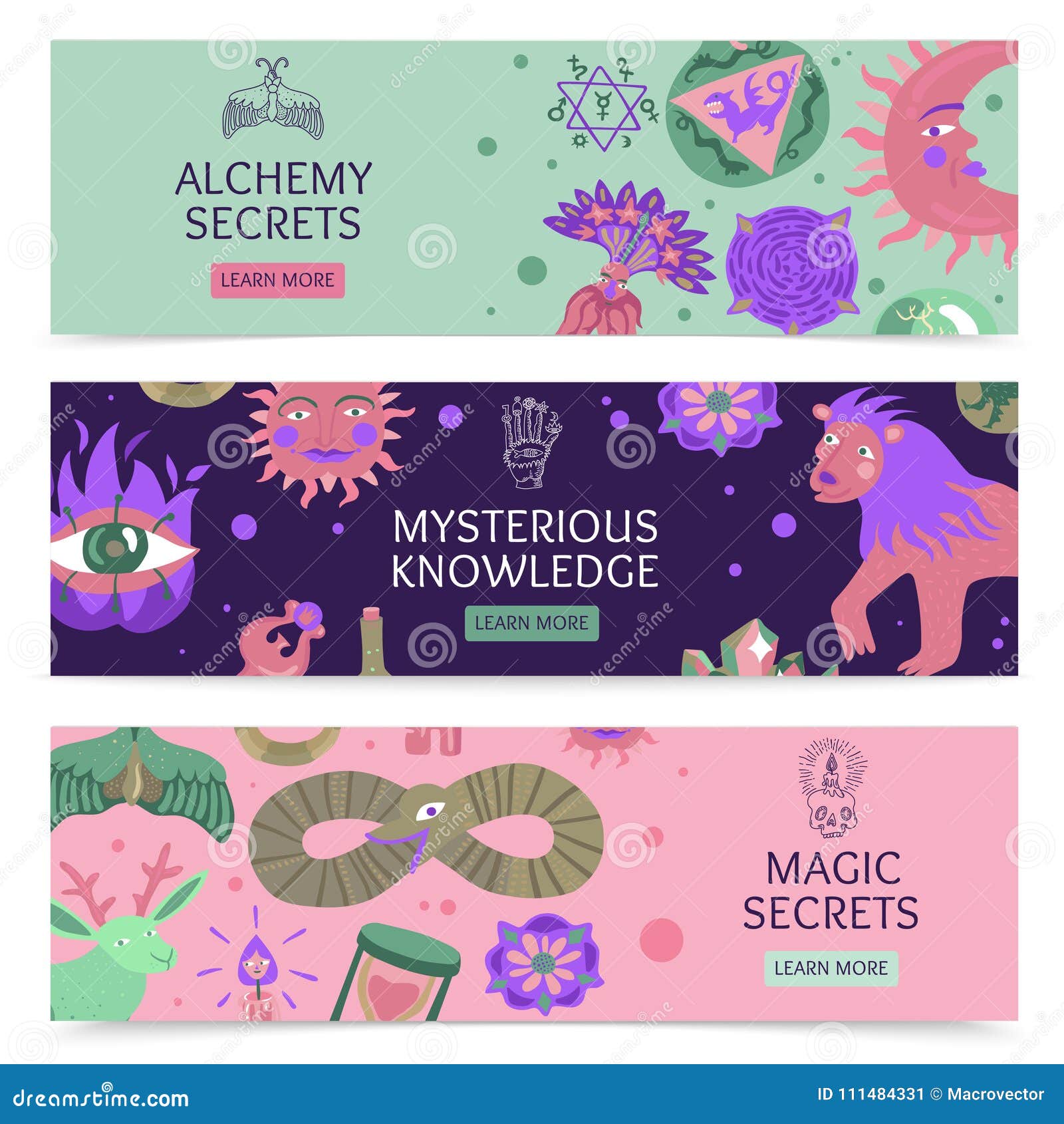 Magic Horizontal Banners stock vector. Illustration of alchemy - 111484331