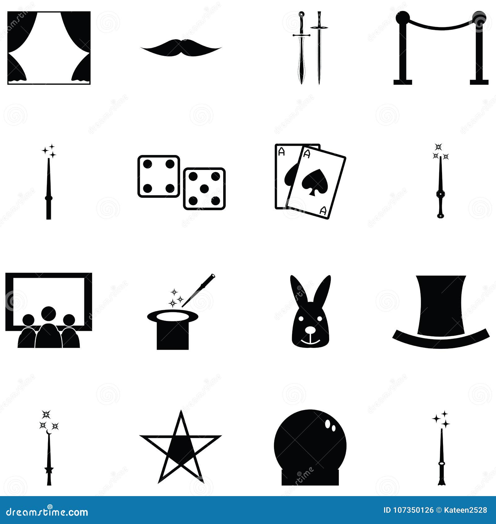 Magic icon set stock vector. Illustration of star, show - 107350126