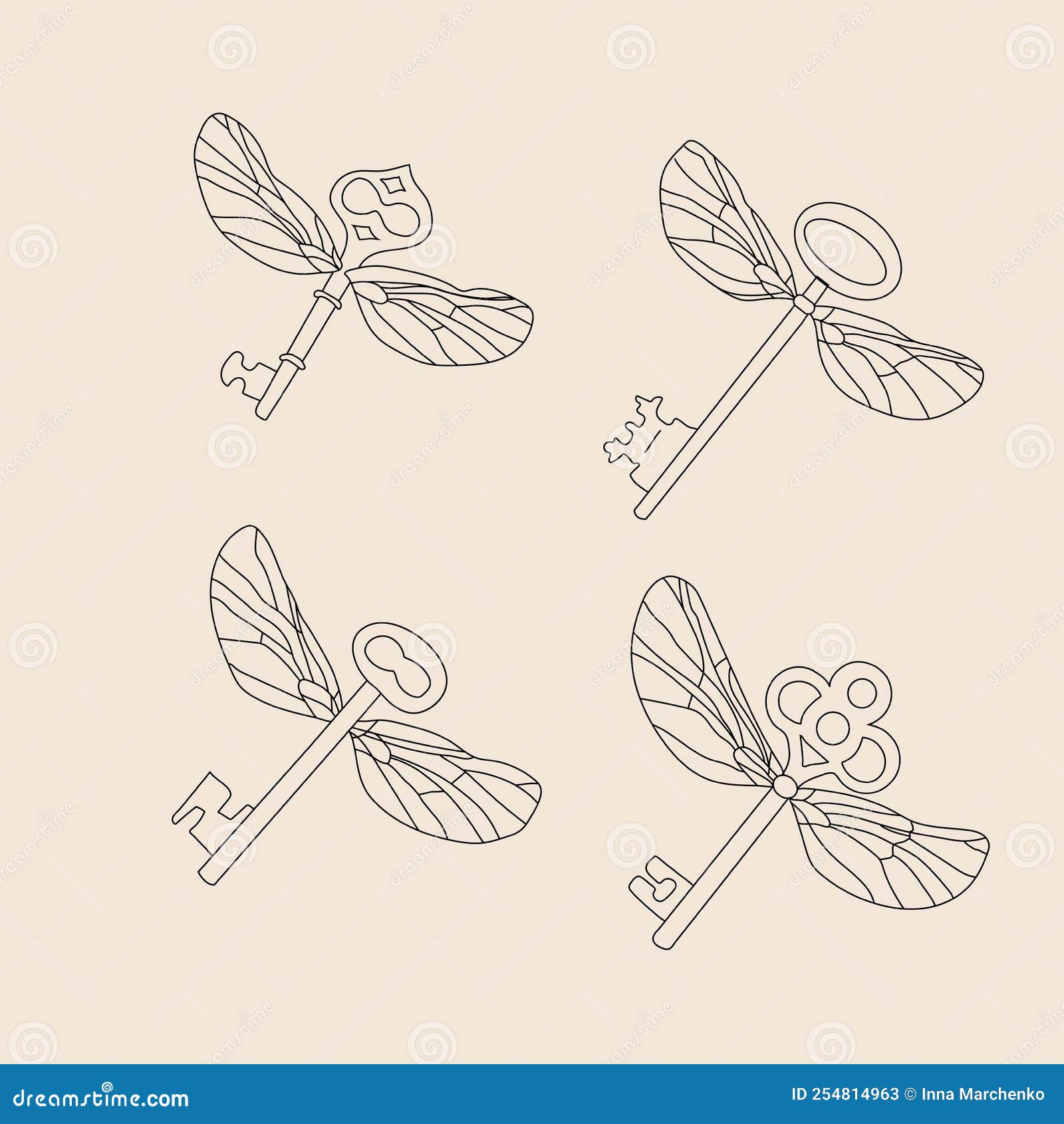 Magic Keys Fantasy Set. Cartoon Icons Collection. Vector Assets ...