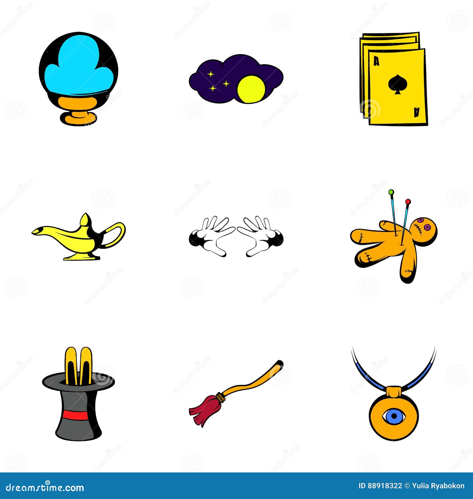 Magic Icons Set, Cartoon Style Stock Vector - Illustration of ball ...