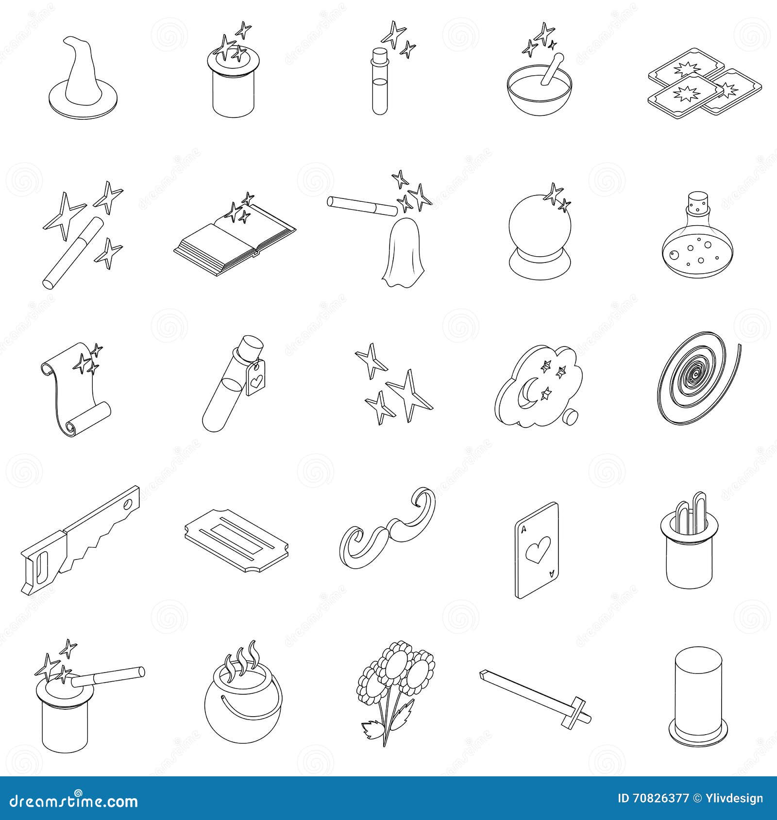 Magic Icons Set, Isometric 3d Style Stock Vector - Illustration of ...
