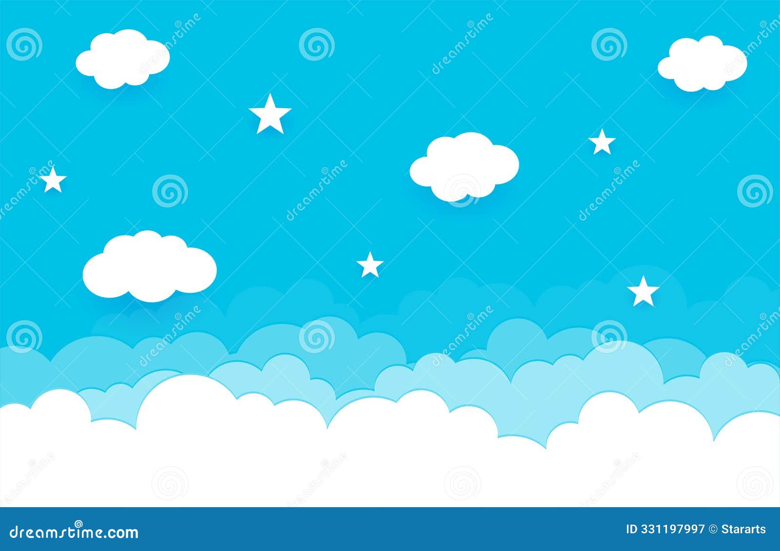 Magic Inspired Cute Clouds and Star Dreamy Wallpaper Design Stock ...