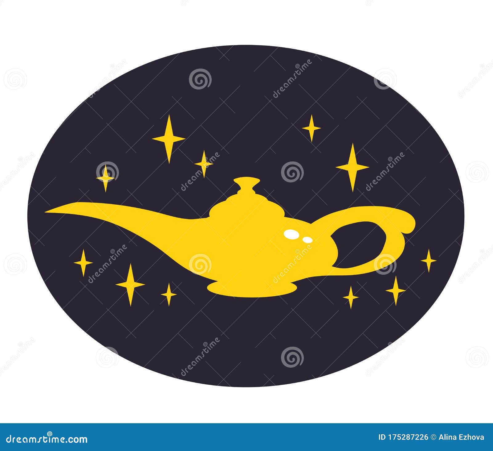 Magic Lamp on a Blue Background. Vector. Stock Vector - Illustration of ...
