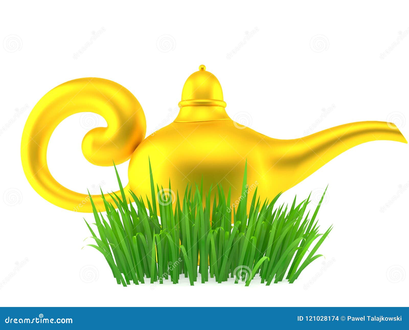 Magic lamp on grass stock illustration. Illustration of traditional ...