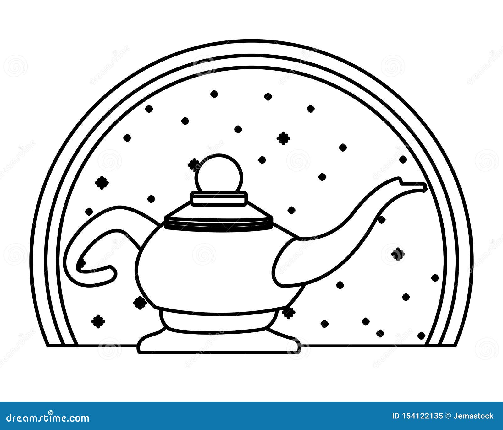 Magic Lamp in Round Emblem Background in Black and White Stock Vector ...