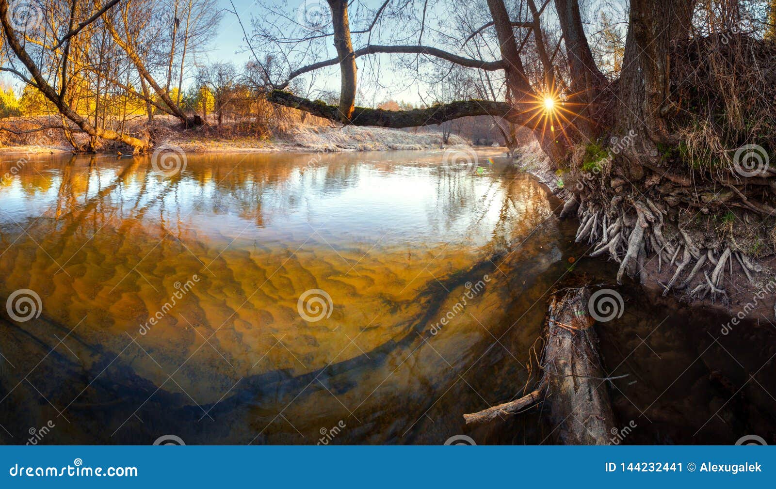 Magic Landscape. Beautiful River with Clear Water and Sand in Spring ...