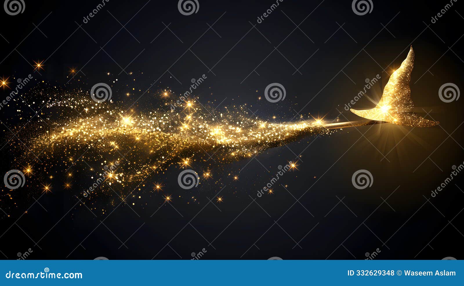 Magic Light Torch with Golden Beam, Spark and Glitter Vector ...