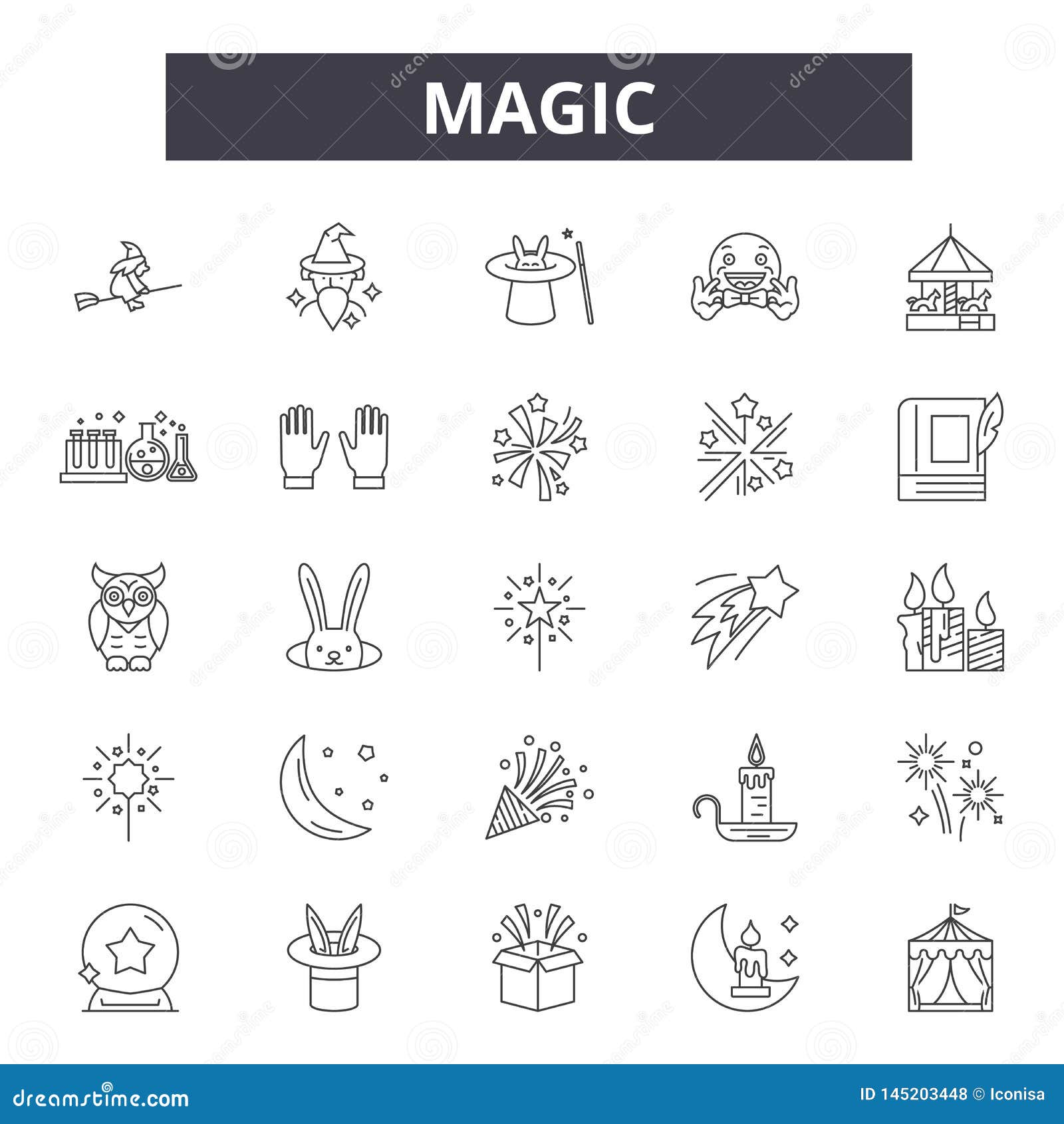 Magic Line Icons, Signs, Vector Set, Outline Illustration Concept Stock ...