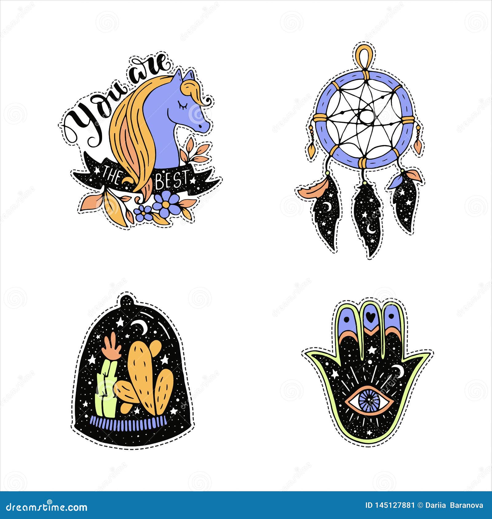 Magic Love Sticker Vector Illustration Isolated on White Stock Vector ...