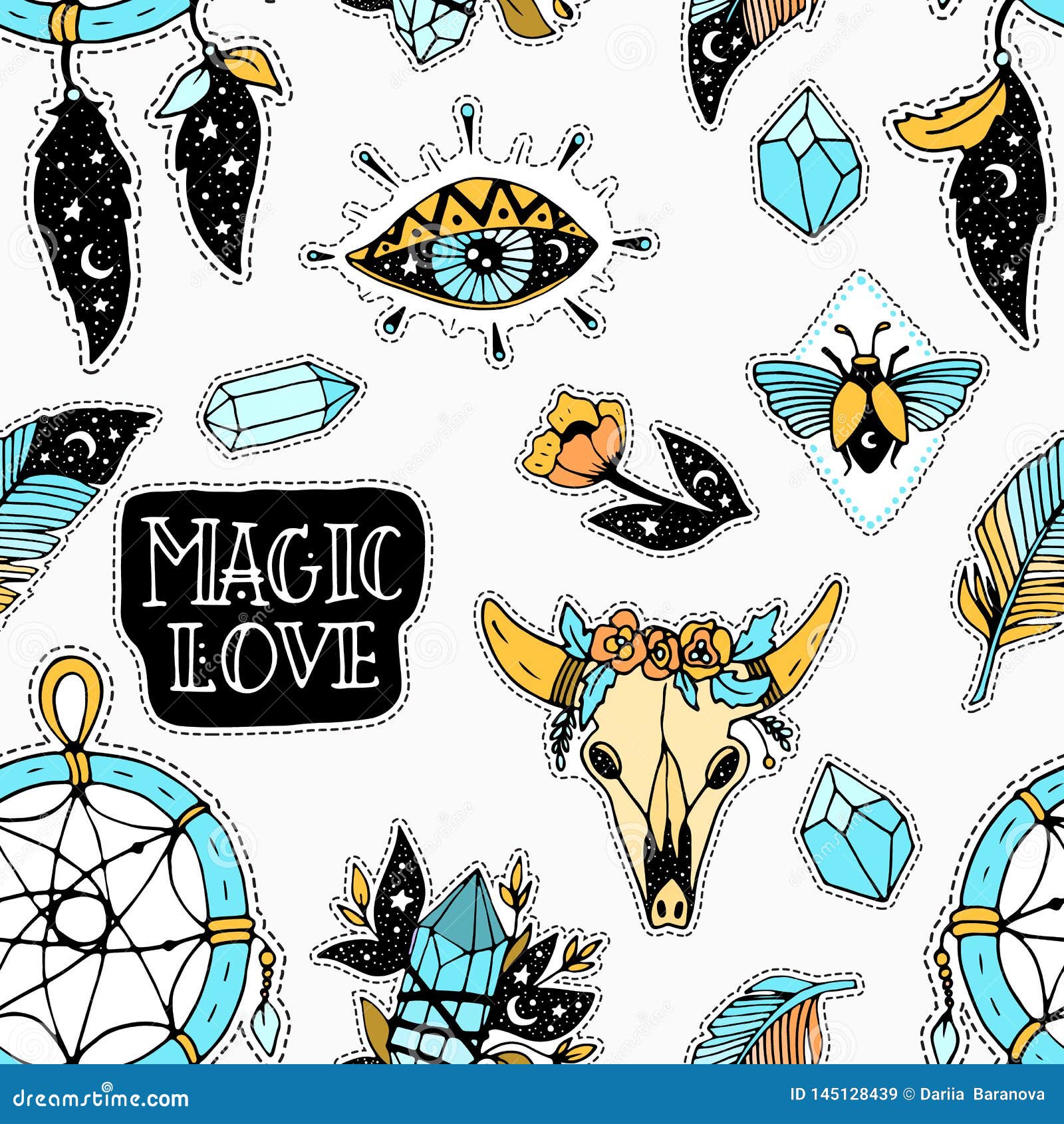 Vector Magic Love Seamless Pattern, Witch Craft Collection Stock Vector ...