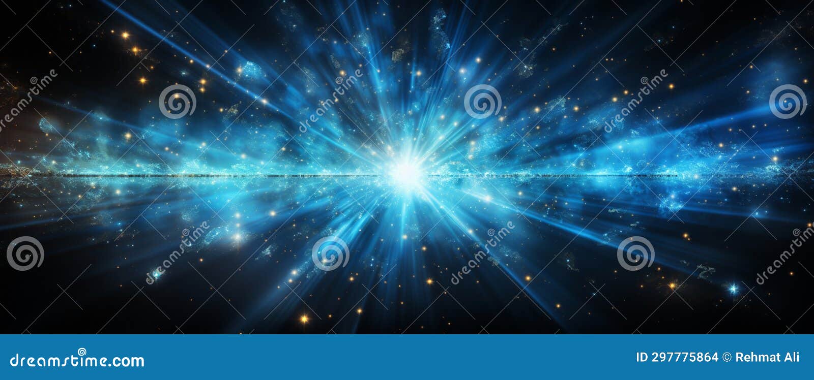 Magic Luminous Azure Glow Design on Dark Background 3d Render_ Stock ...