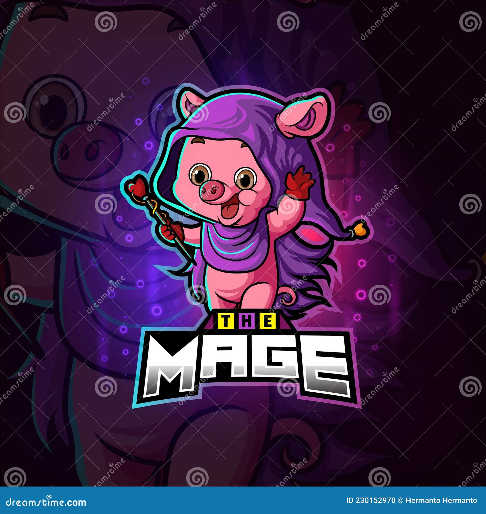 The Magic Mage Pig Esport Logo Design Stock Vector - Illustration of ...