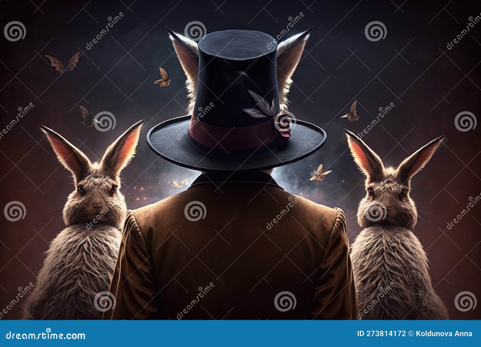 About Magic. Magician Hat and Bunnies Back View, Created with ...