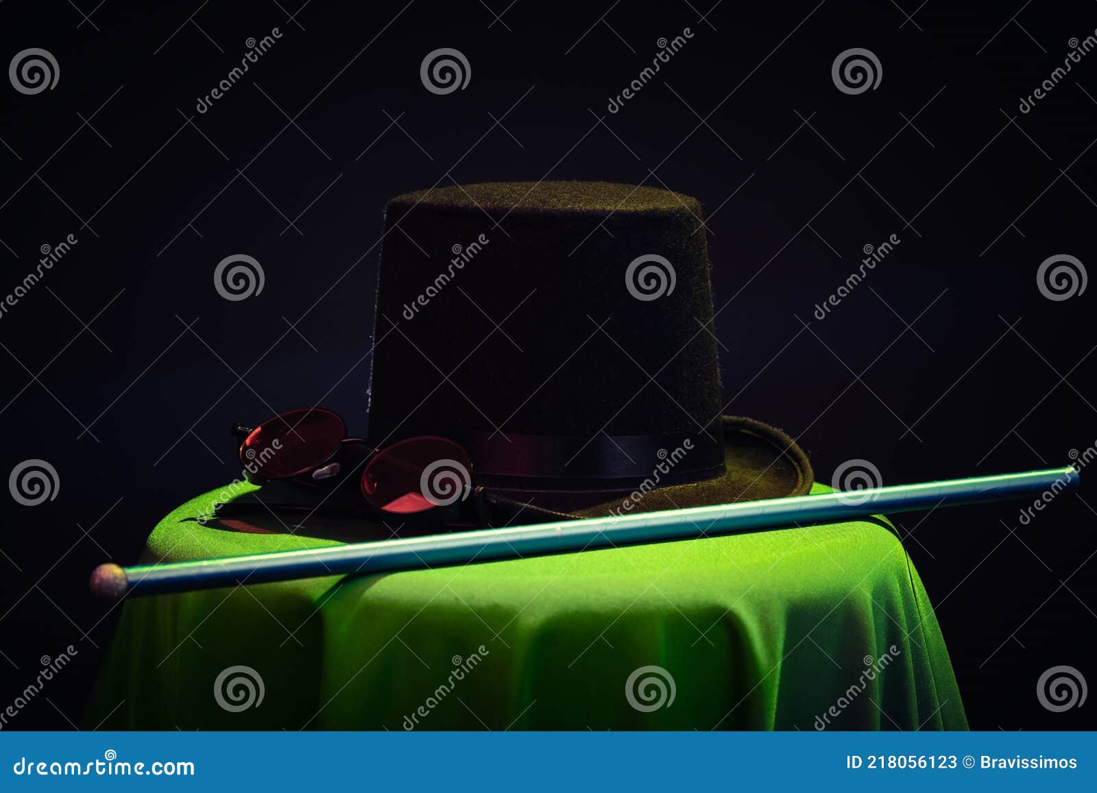 Magic, Magician Hat on Table Performance. Wand Stock Image - Image of ...
