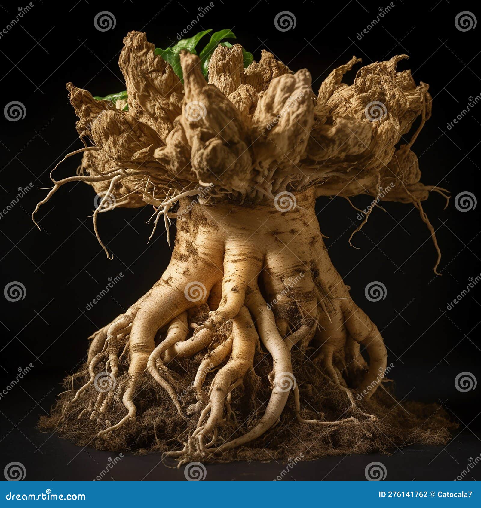 Magic Mandrake Root, Close-up Isolated on Black, Stock Illustration ...