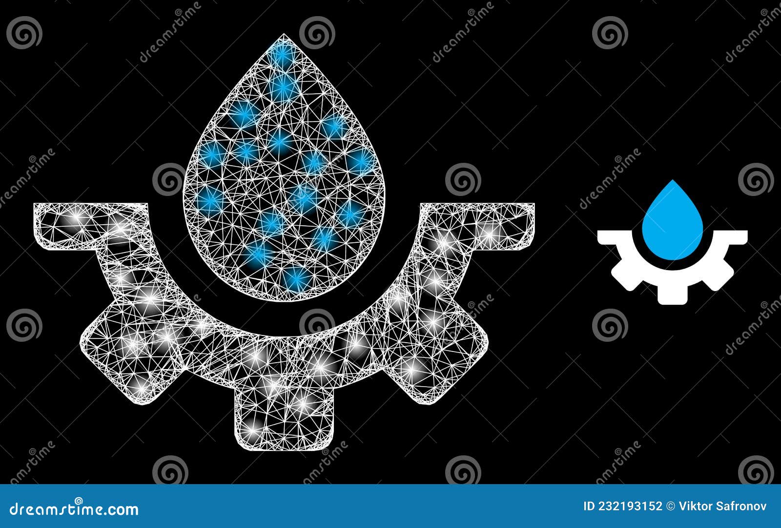 Polygonal Wire Frame Mesh Plumbing Industry with Lightspots Stock ...