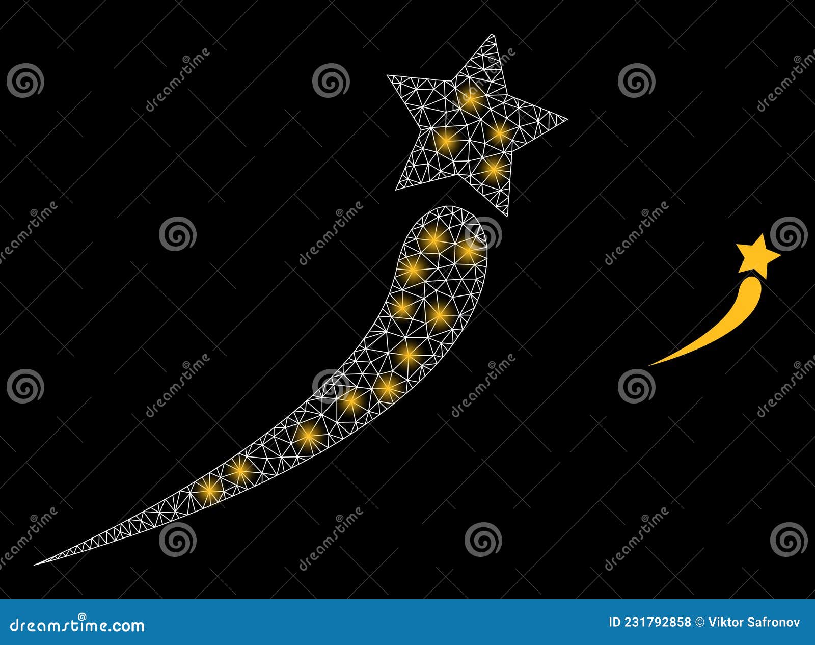 Polygonal Network Mesh Raising Star with Magic Stock Vector ...