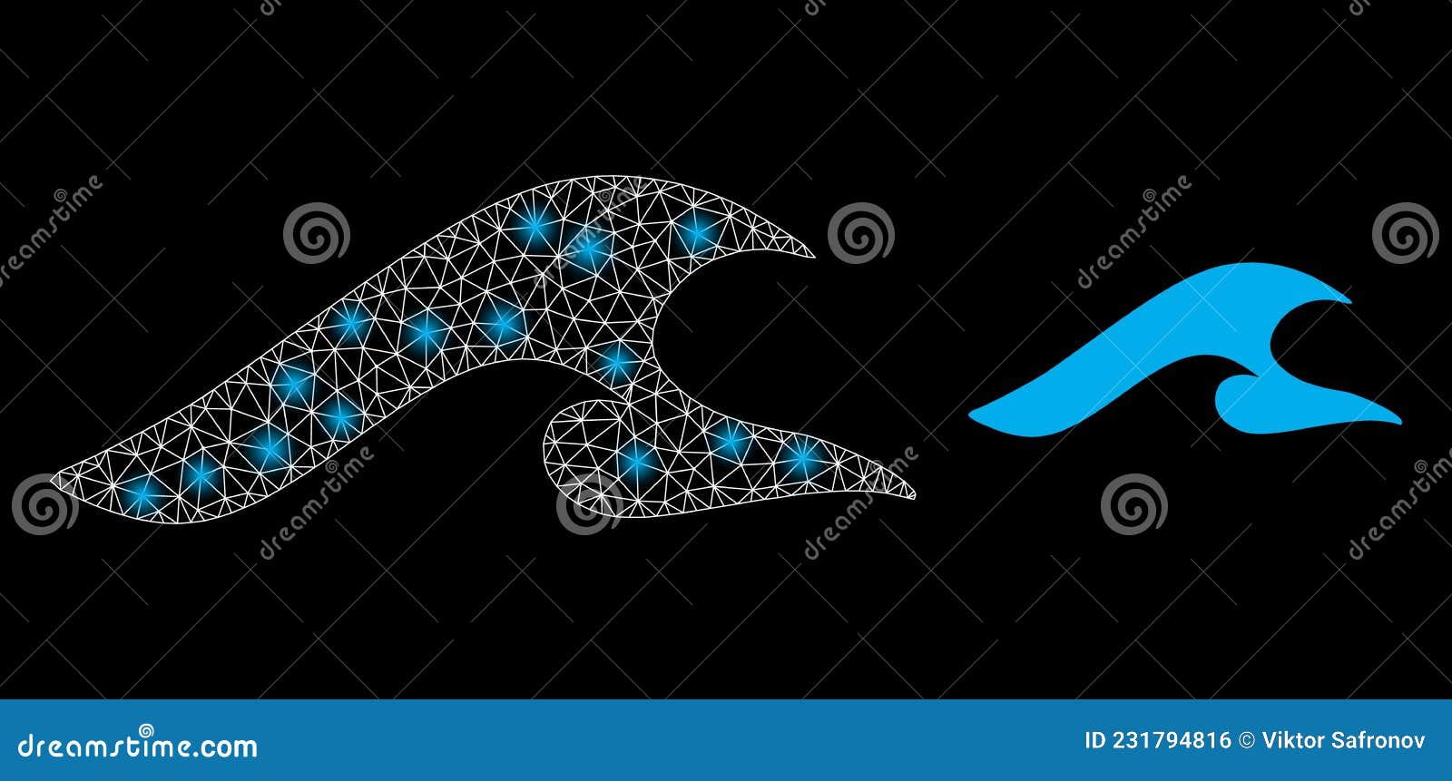 Polygonal 2D Mesh Tsunami with Light Spots Stock Vector - Illustration ...