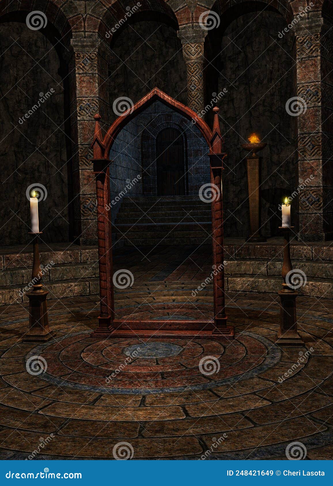 Magic Mirror in Dark Room, 3D Rendering, 3D Illustration Stock ...