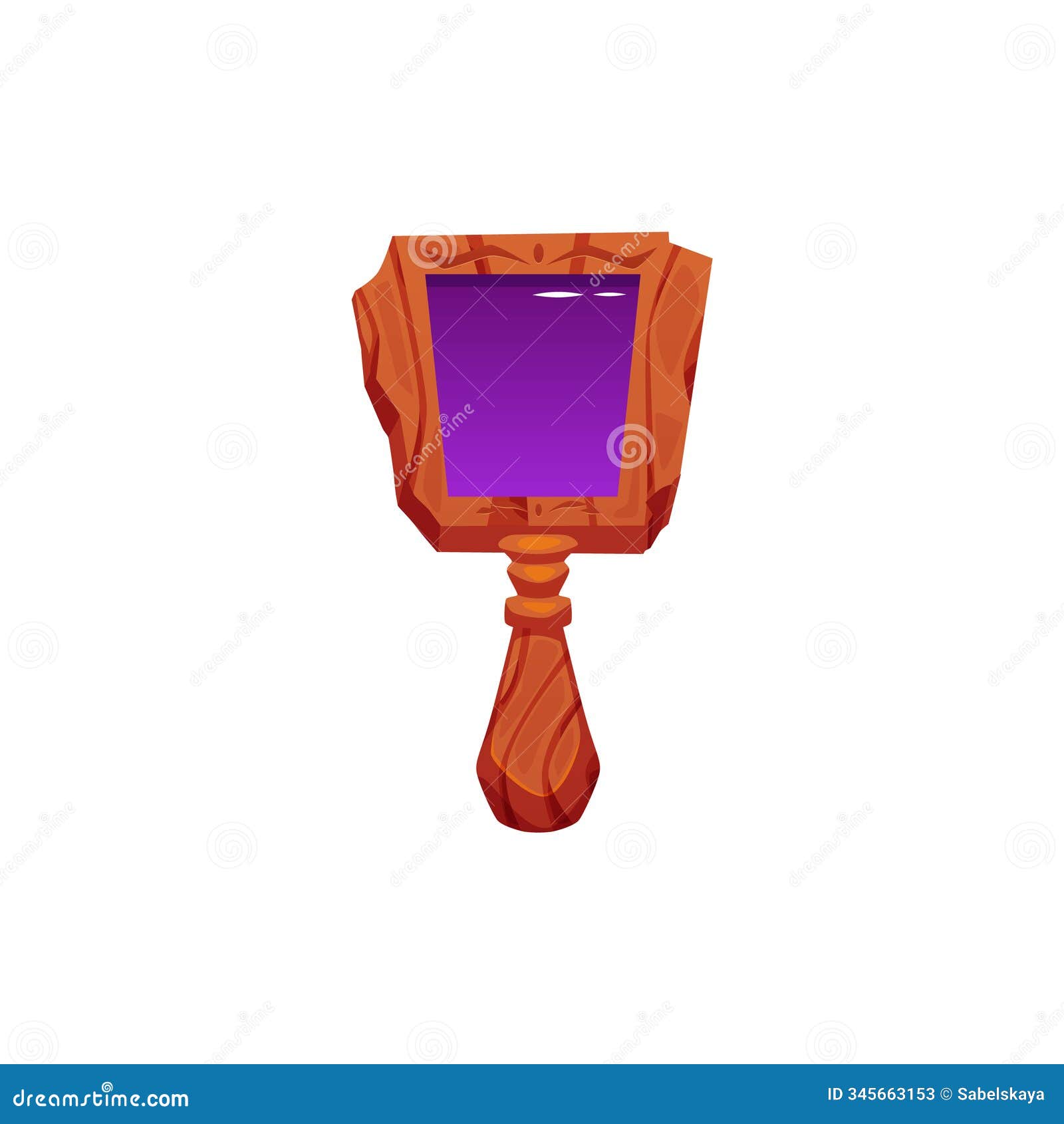 Magic Mirror with Purple Glass, in a Wooden Frame. Stock Illustration ...
