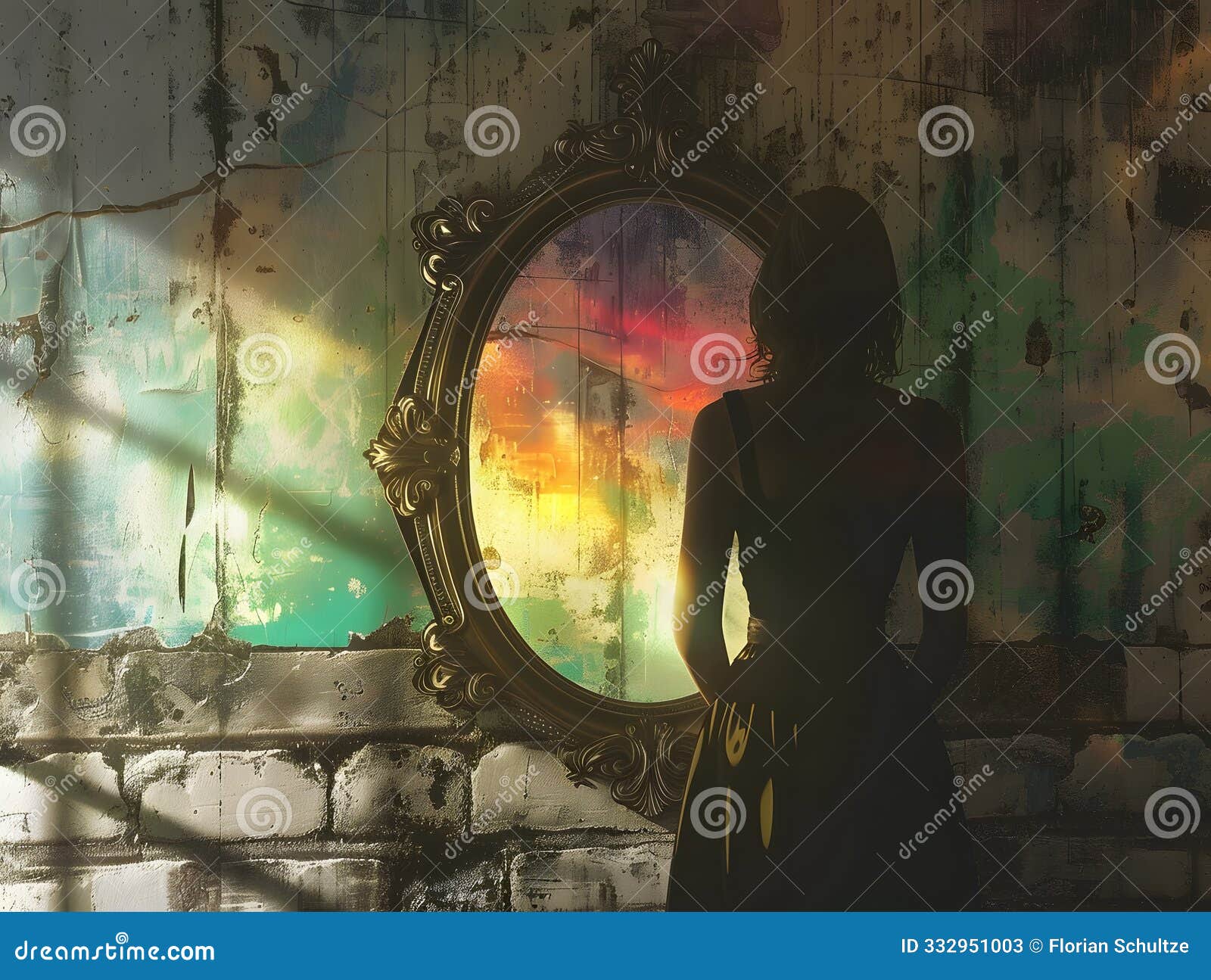 Magic Mirror Showing an Alternate Reality Stock Illustration ...